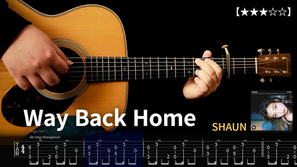 SHAUN - 2. SHAUN - Way Back Home 【★★★☆☆】 Fingerstyle Tutorial 『TAB ...