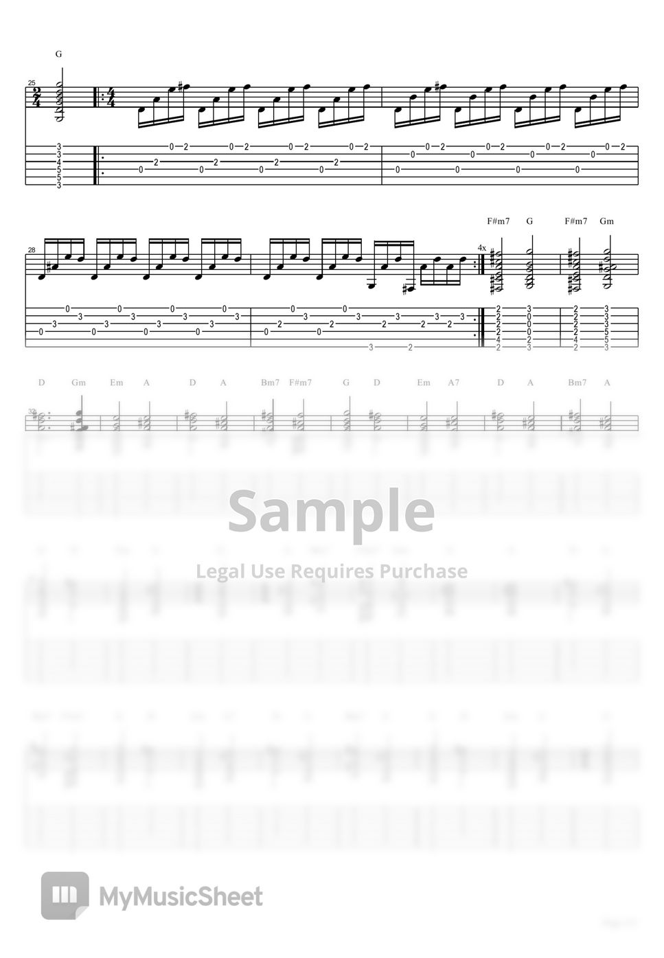 RubberBand - Simple Love Song guitar cover Tab + lembaran musik pertama ...
