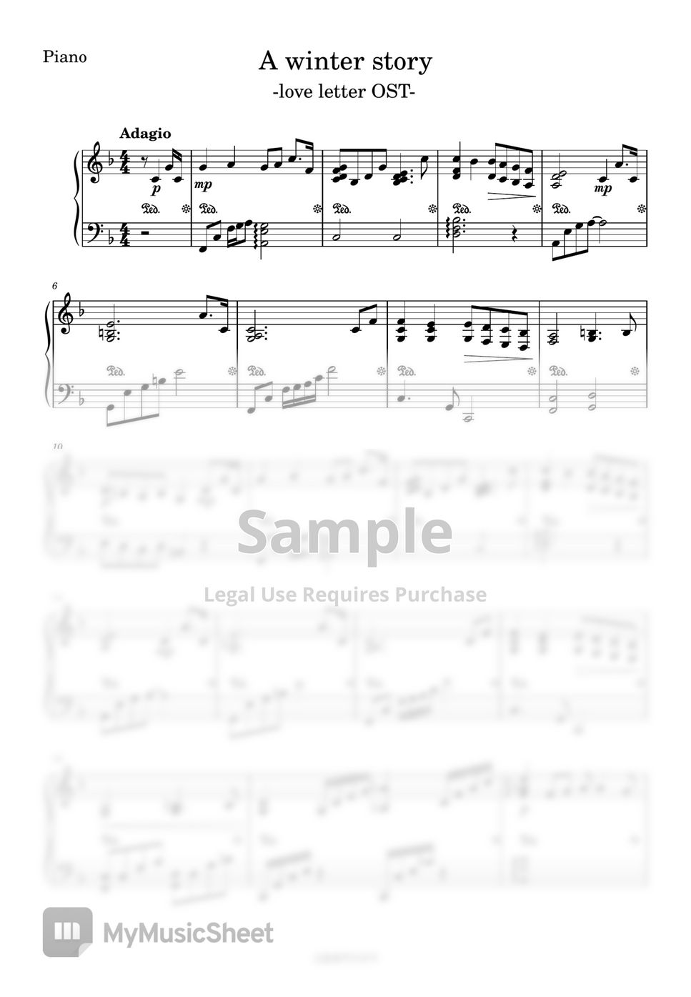 레이미 - A winter story (Love Letter OST/반주 MR/피아노 악보) Spartito by 심플플루트뮤직