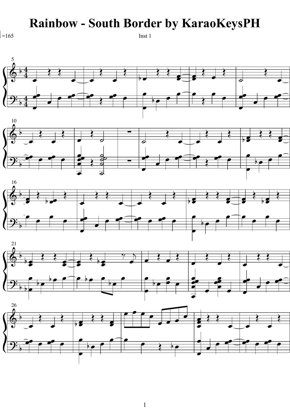 South Border - Rainbow Sheet by KaraoKeysPH