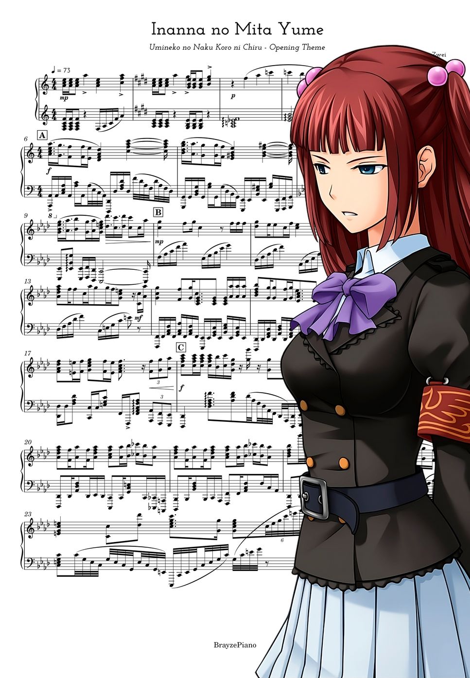 Zwei - Inanna no Mita Yume (Umineko no Naku Koro ni Chiru OP) Sheets by ...