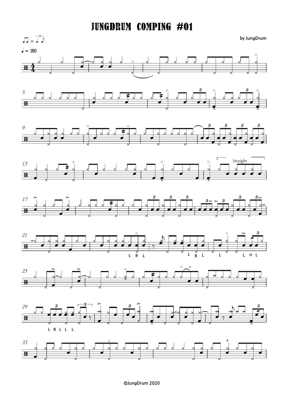 JD - Jazz Drum Comping Solo #01 楽譜 by DrumCore