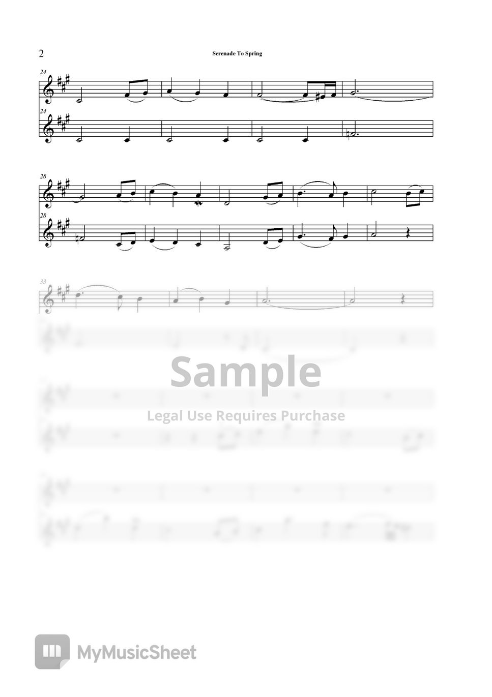 Secret Garden - Serenade To Spring for 2 violins (10월의 어느멋진날에 바이올린) 楽譜 ...