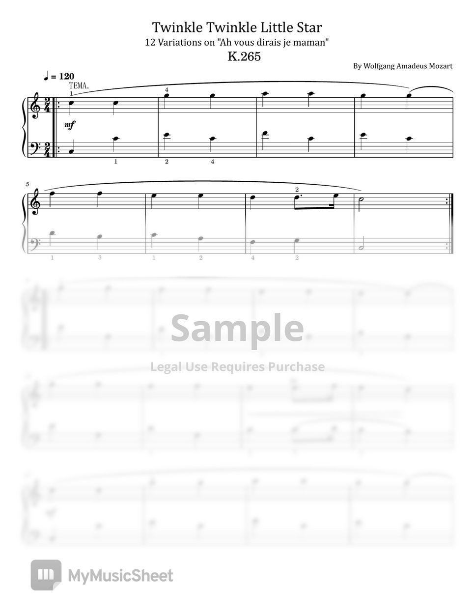 Wolfgang Amadeus Mozart - Twinkle Twinkle Little Star (12 Variations on ...