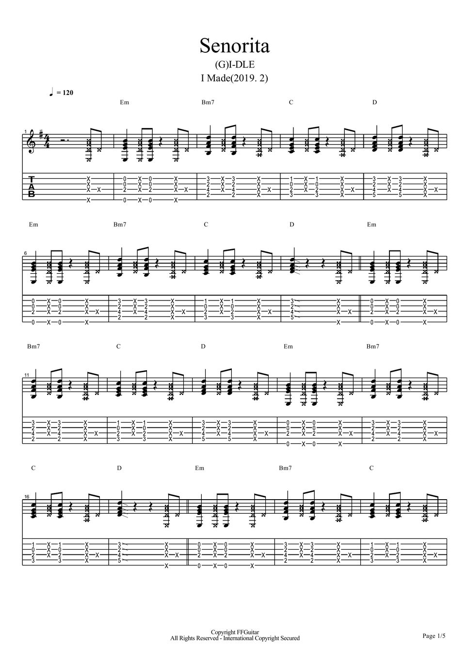 (G)I-DLE - Senorita Guitar TAB
