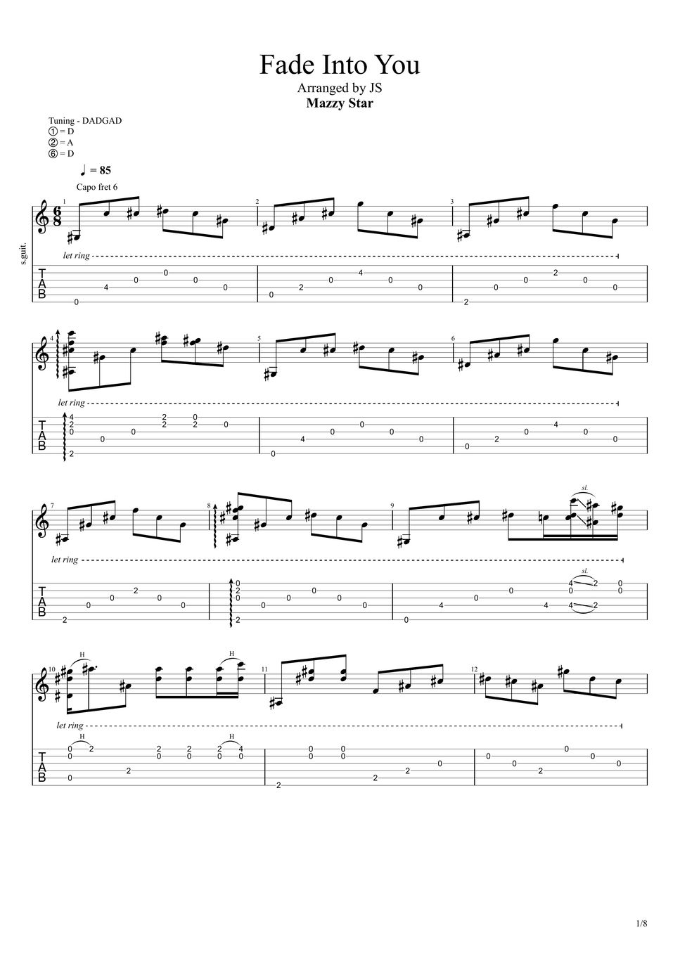 Mazzy Star - Fade Into You タブ by JS-WAVE