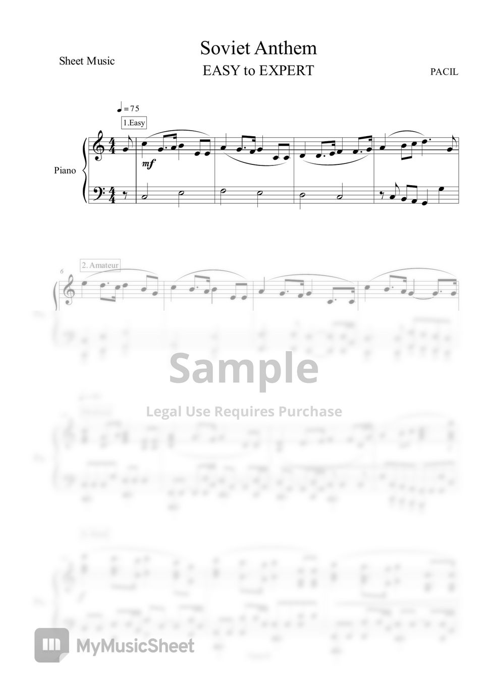 PACIL - Soviet Anthem ☭ EASY to EXPERT Partition musicale by PACIL