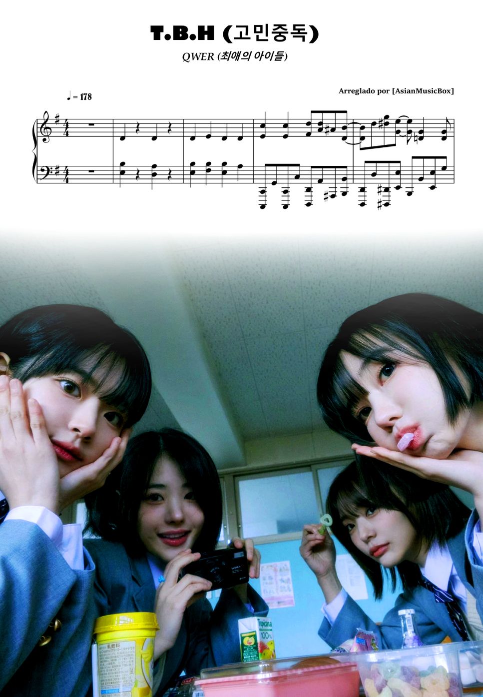 QWER - T.B.H (Sheet, MIDI, Drums & WAV) Partitura by AsianMusicBox