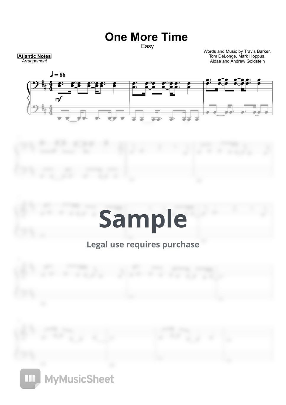 Blink-182 - One More Time Sheets by Atlantic Notes