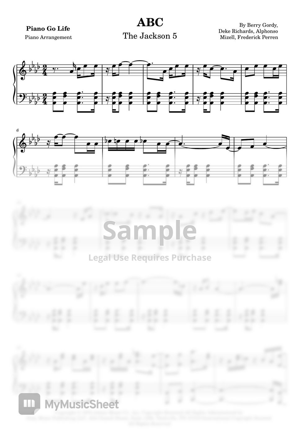 The Jackson 5 - ABC Spartito by Piano Go Life