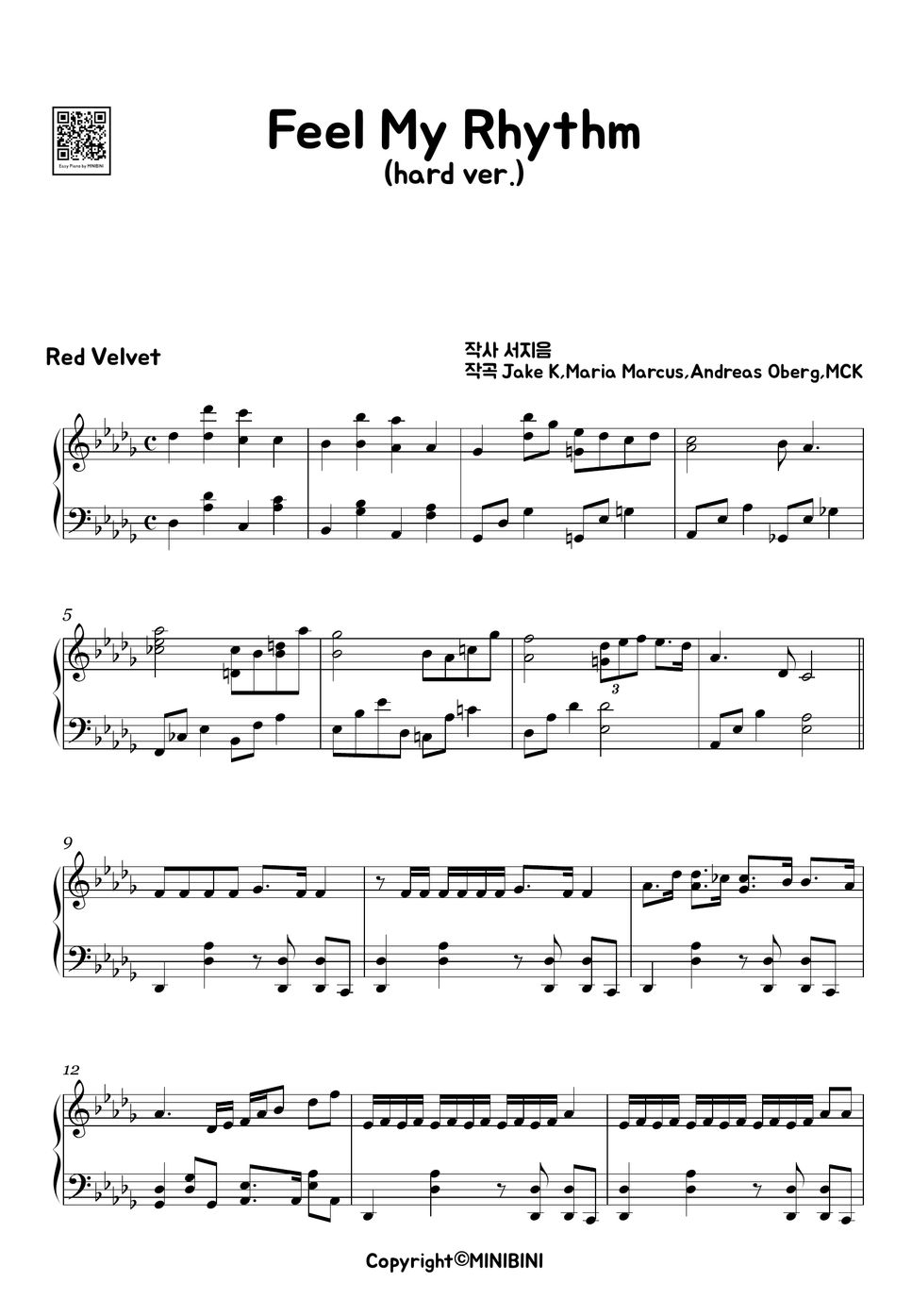 Red Velvet (레드벨벳) - Feel My Rhythm (Hard Version) Лист by MINIBINI