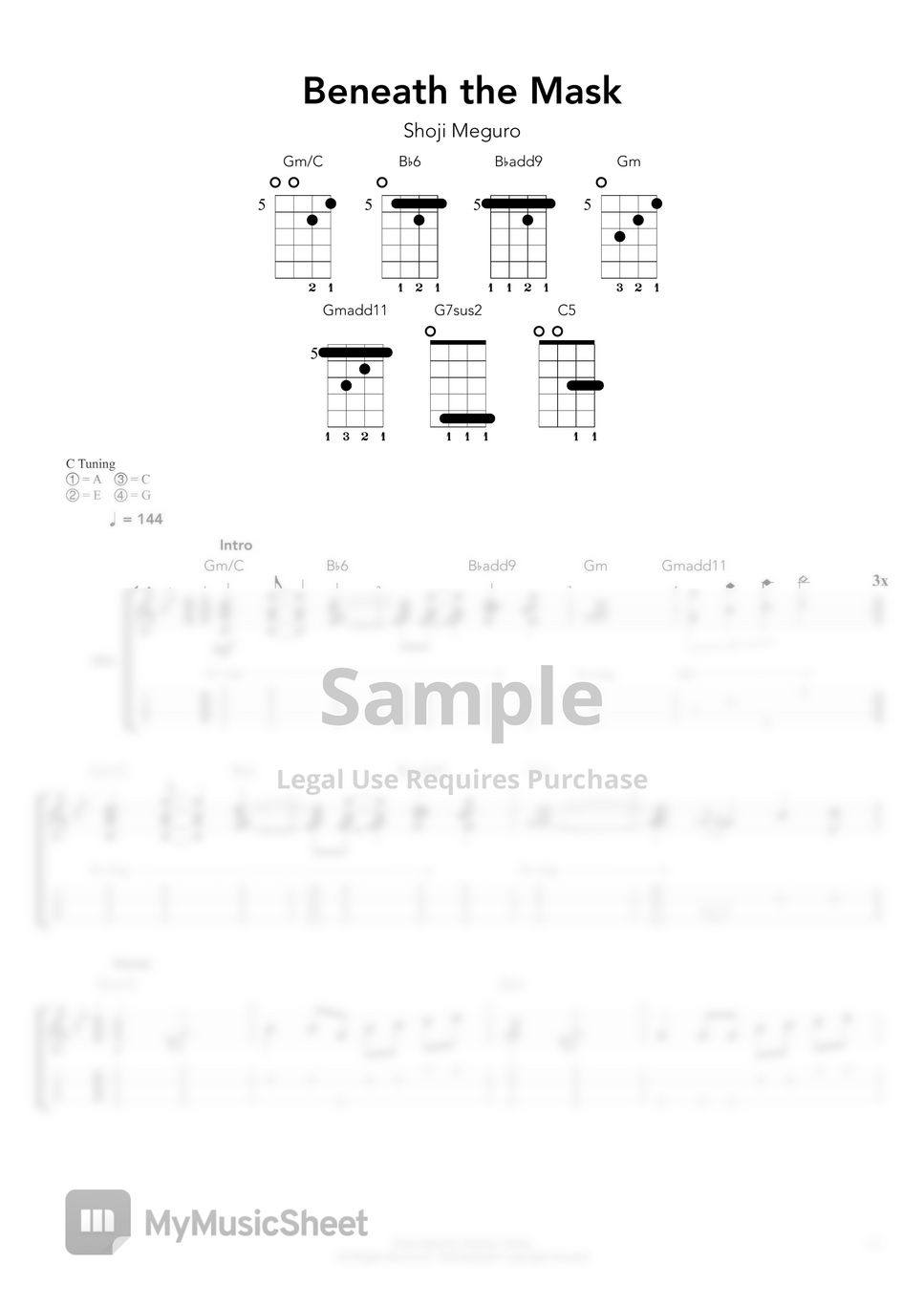 Shoji Meguro - Persona 5 - Beneath The Mask Tab + 1staff by 4stringboy