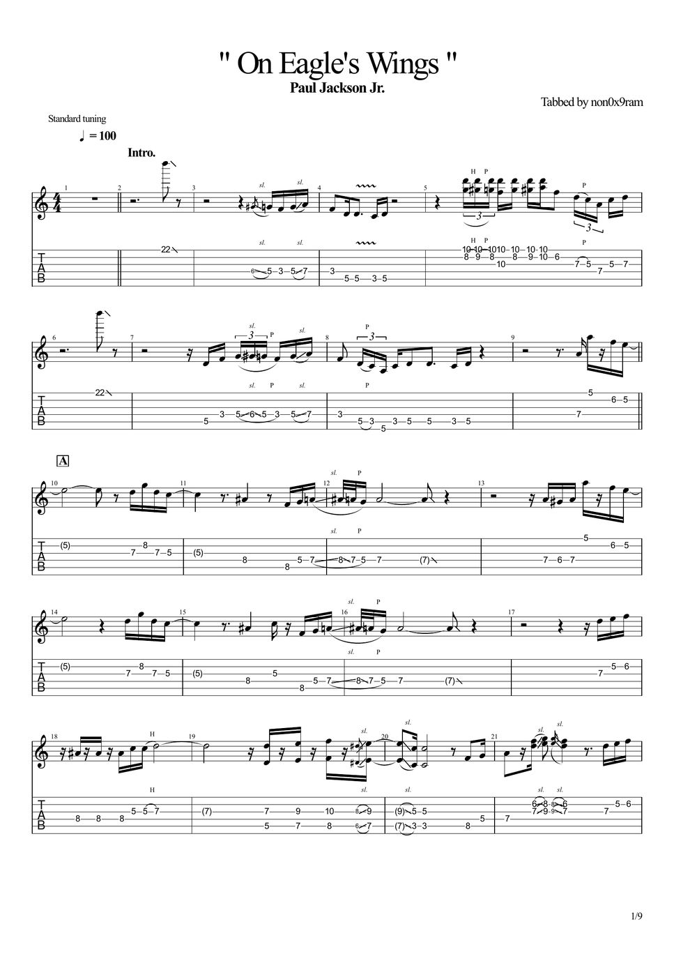 Paul Jackson Jr On Eagles Wings Guitar Pro Gp5 Gpx Gp Tab By