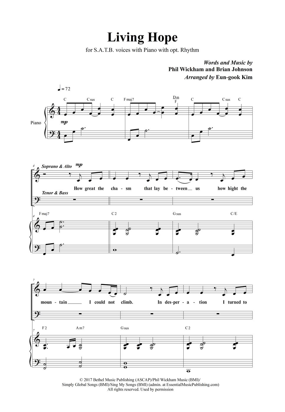 Phil Wickham - Living Hope (SATB Choir) Sheet Music by Eun-gook Kim