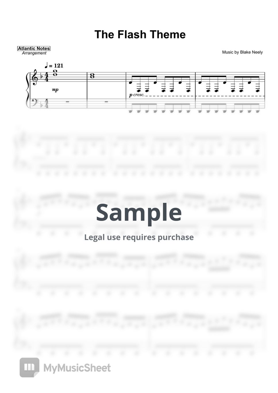 Blake Neely - The Flash Theme Sheets by Atlantic Notes