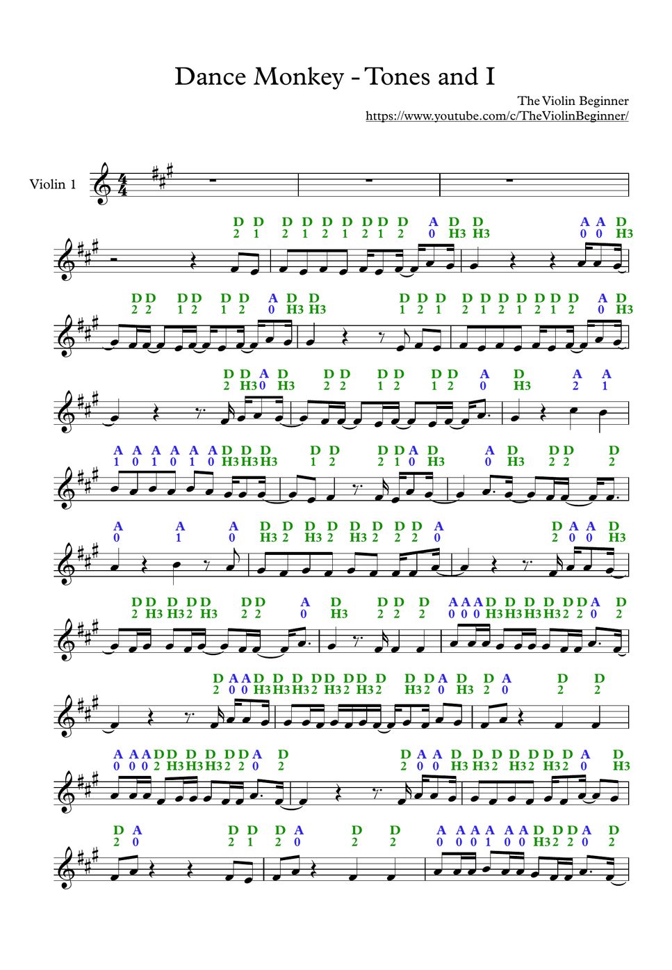 Tones and I - Dance Monkey Sheet by The Violin Beginner