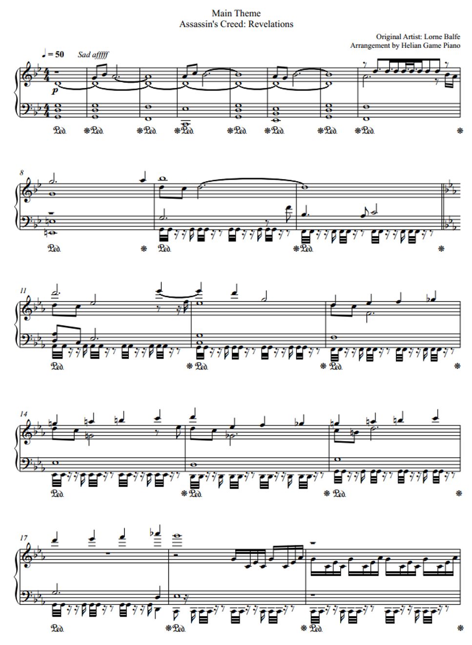 Assassin's Creed Revelations - Main Theme Sheets by Lorne Balfe