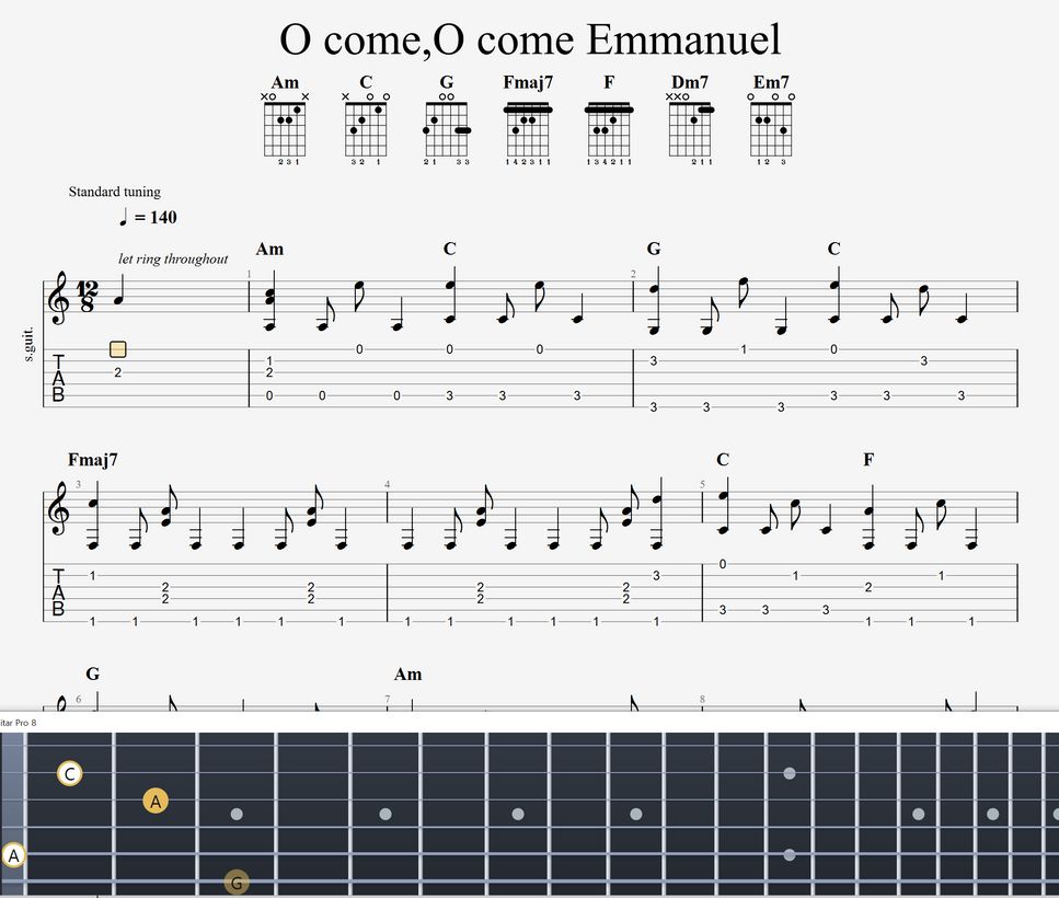 Thomas Helmore - O come, O come Emmanue Sheets by Guitar Recipe