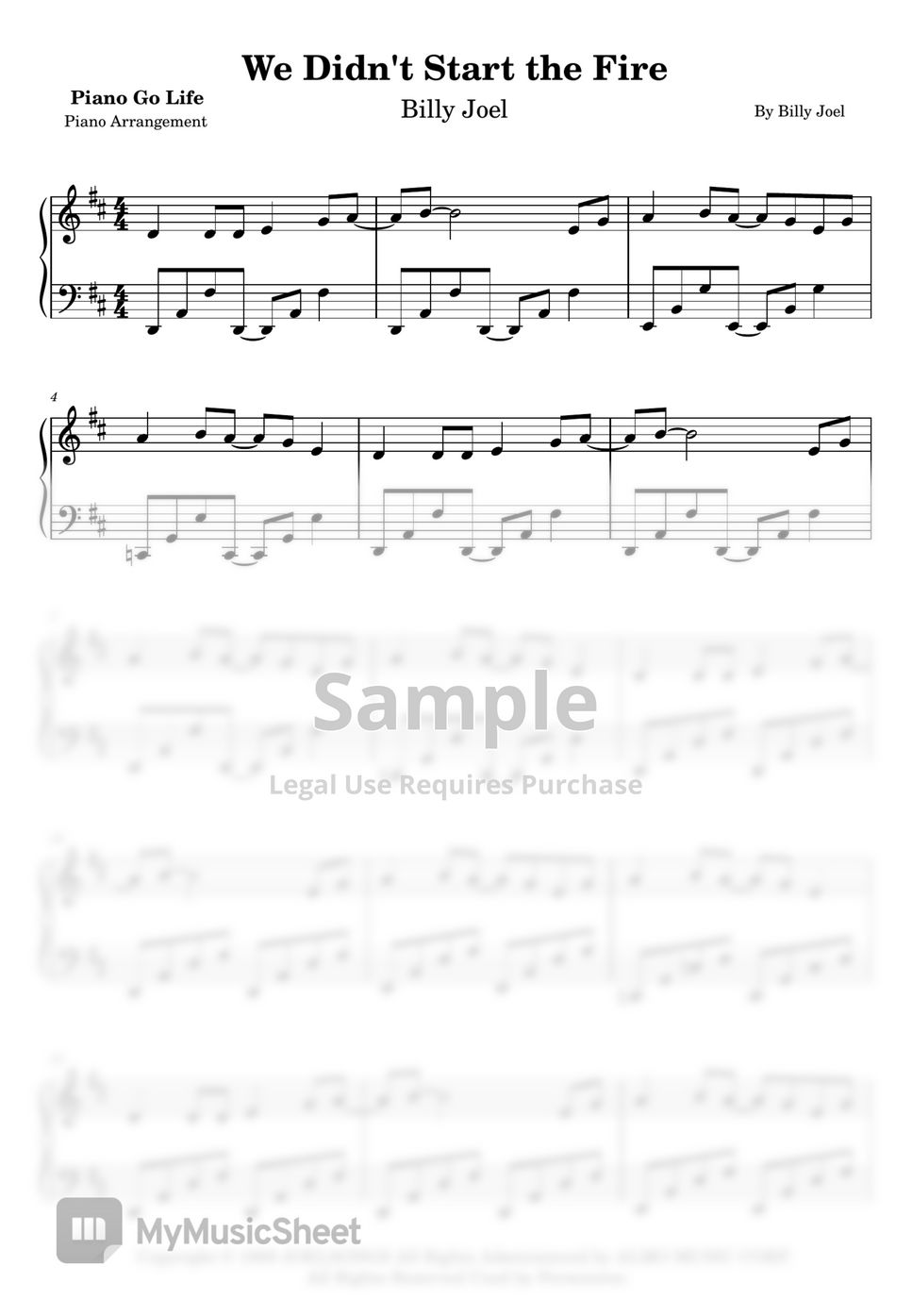 Billy Joel - We Didn't Start the Fire 曲谱 by Piano Go Life