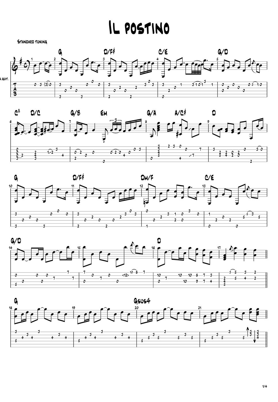 Luís Bacalov - Il postino (Mi mancherai) TAB by David Chun