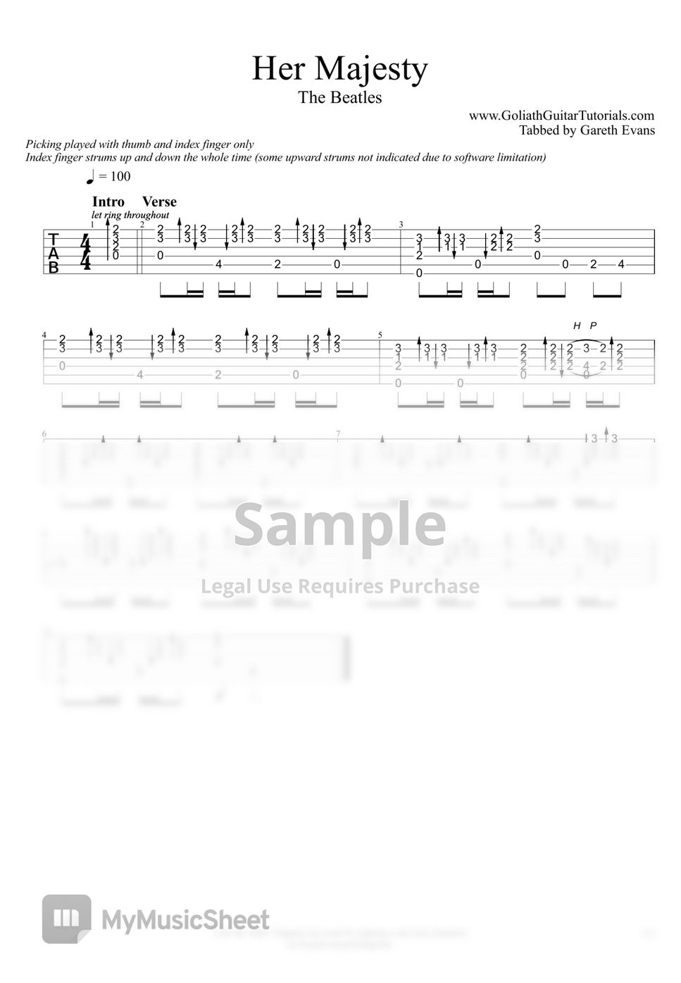 The Beatles - Her Majesty 标签 by Goliath Guitar Tutorials