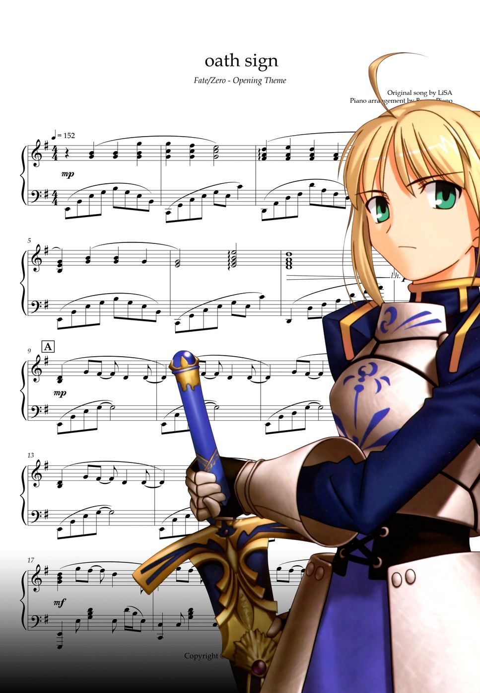 LiSA - oath sign (Fate/Zero OP) Sheet Music by BrayzePiano