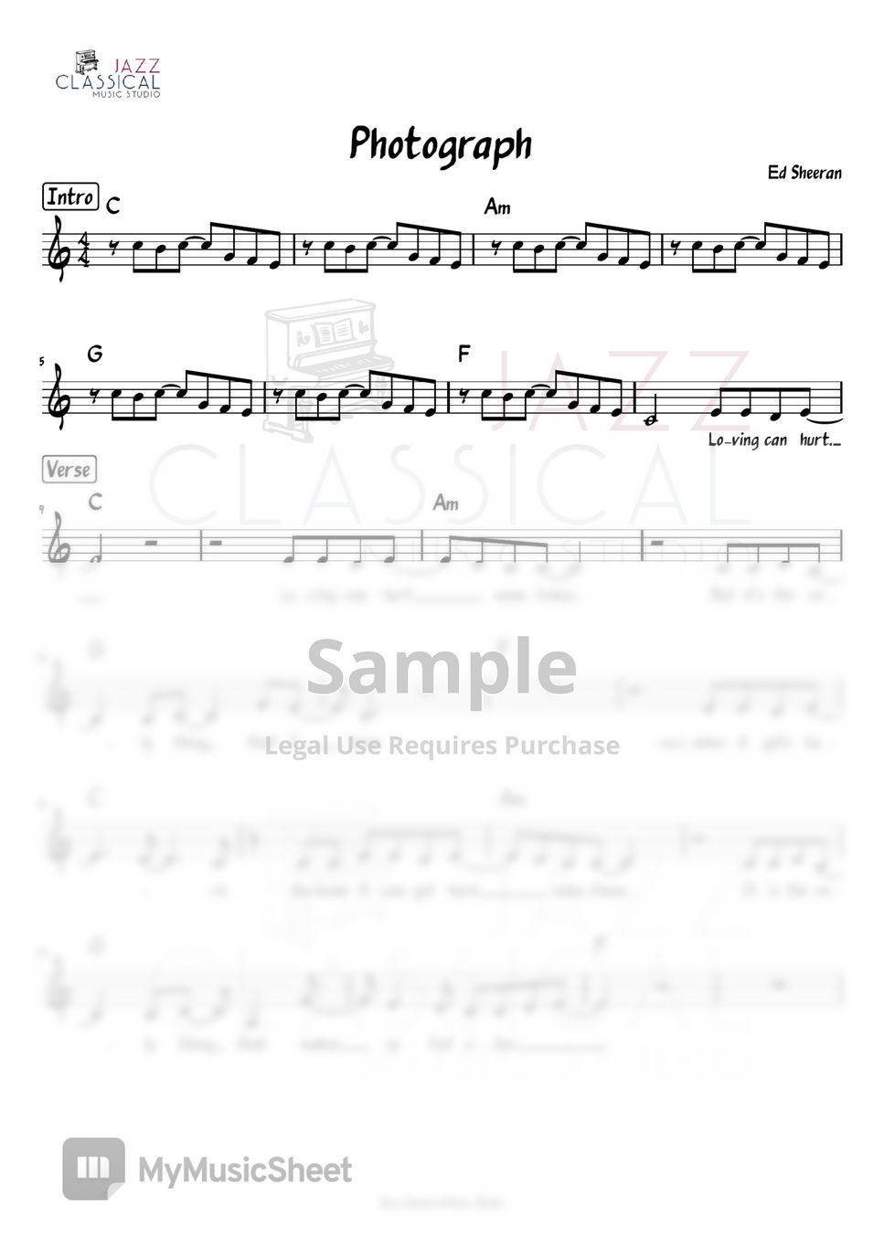 Ed Sheeran - Photograph 악보 by Jazz Classical Music Studio
