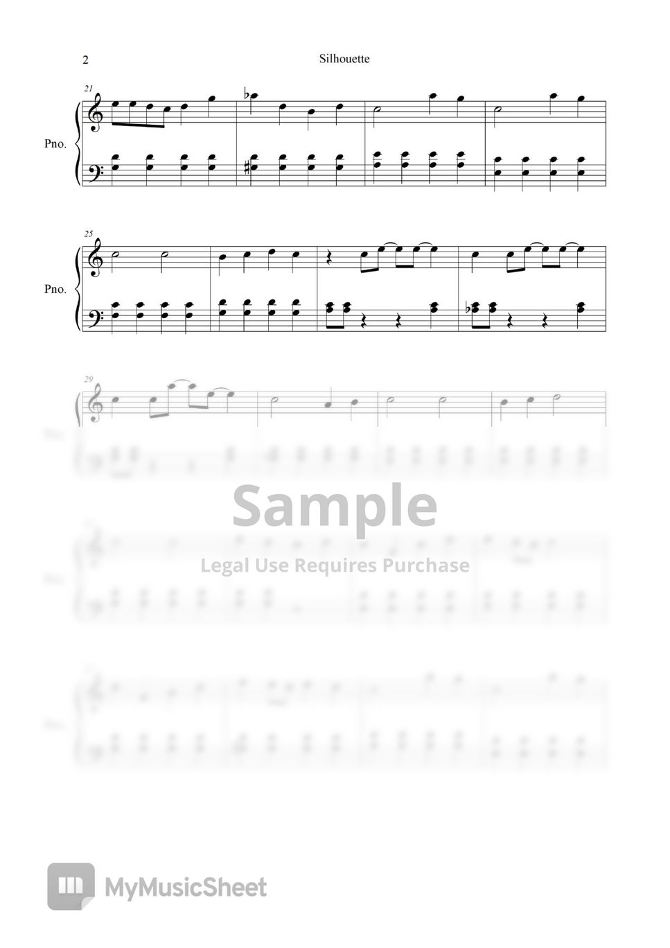 NARUTO Season 16 OP - Silhouette (EASY Piano) Partition musicale by ...