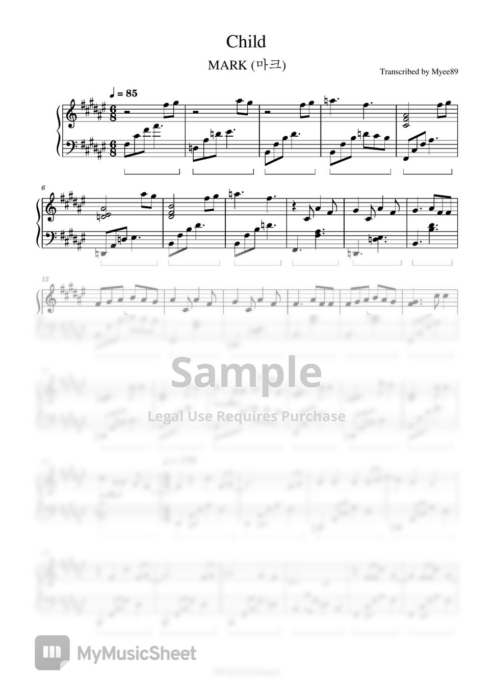 MARK (마크) - CHILD 악보 by Myee89