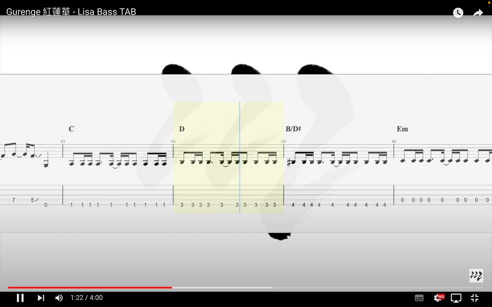 Lisa - Gurenge 紅蓮華 (Bass TAB) แทป + บรรทัด 5 เส้น 1 ชุด by Mars TABs