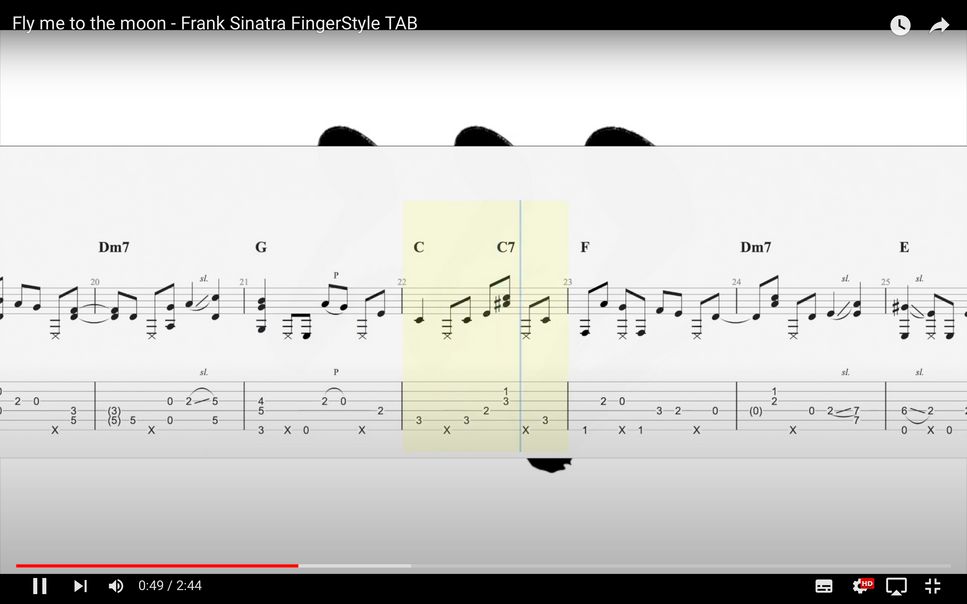 Frank Sinatra - Fly me to the moon (FingerStyle) Tab + Partition à une ...