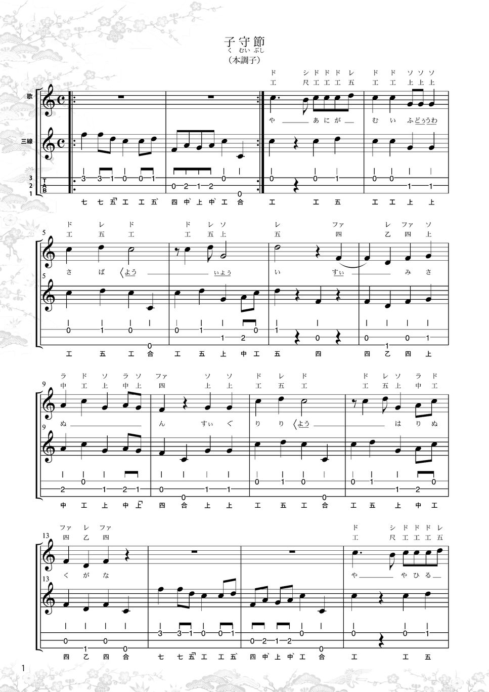 YAMAUCHI MASAYA - KUMUI BUSHI (Play Along Okinawa Sanshin (Sheet Music ...