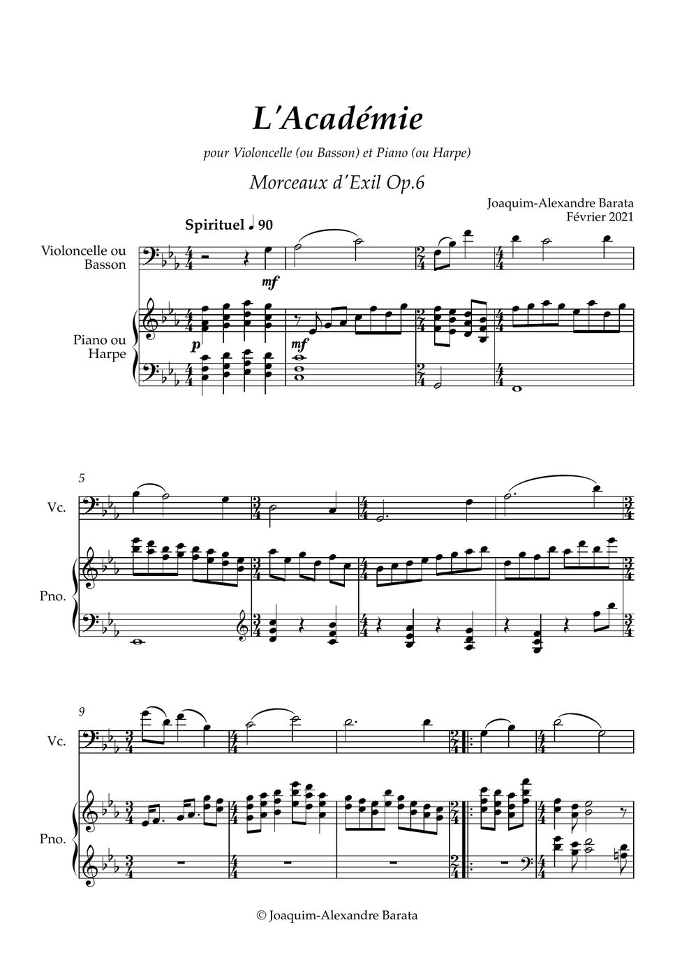 Joaquim-Alexandre Barata - L'Académie (Bassoon and Piano) Sheets by ...