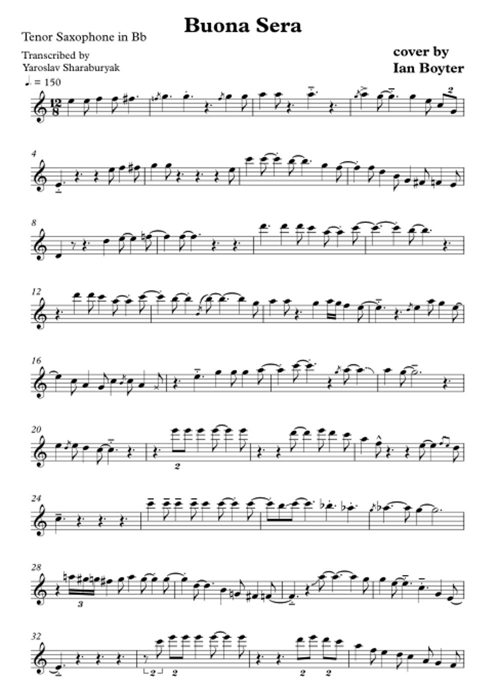 Ian Boyter - Buona Sera Sheet Music by Yaroslav Sharaburyak