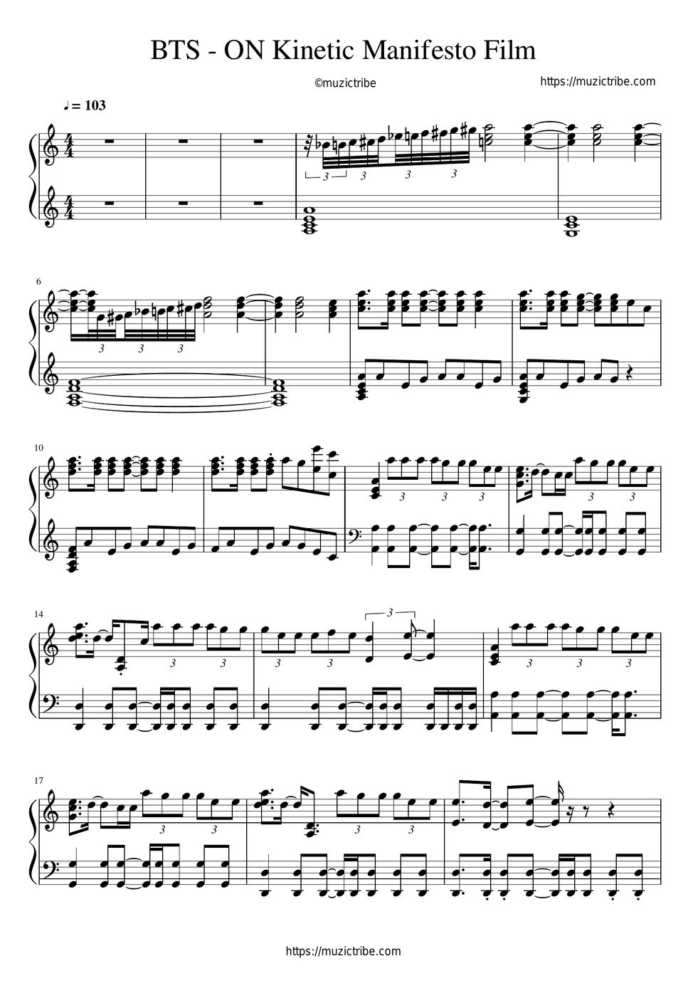 BTS (방탄소년단) - 'ON' - Piano Sheet + MP3 +MIDI Sheet