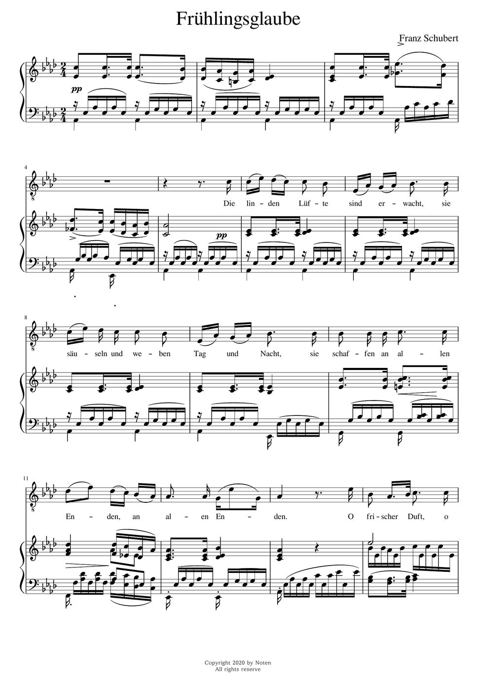 F.Schubert - Frühlingsglaube (Abmaj) Partitura by noten(노튼)