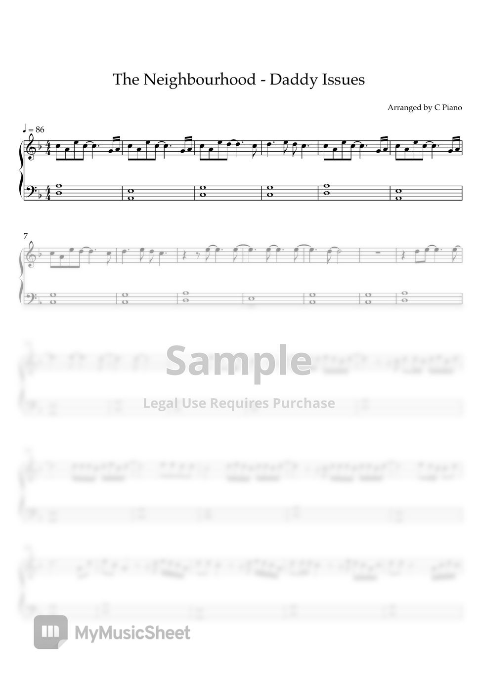 The Neighbourhood - Daddy Issue (Easy Version) Sheets by C Piano