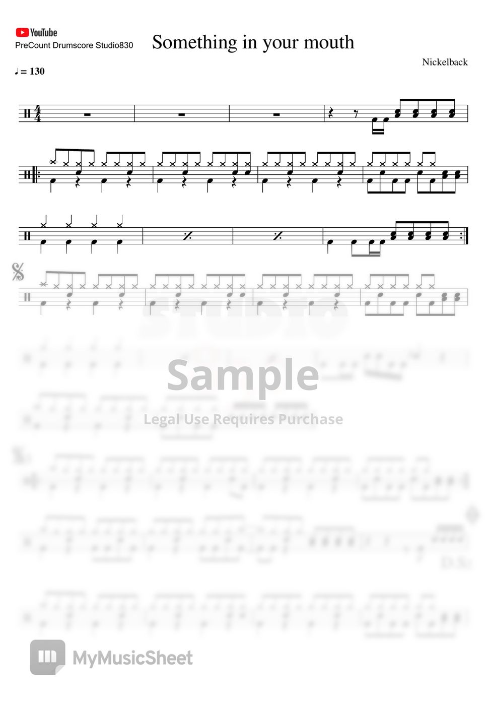 Nickelback - something in your mouth Sheet by studio830