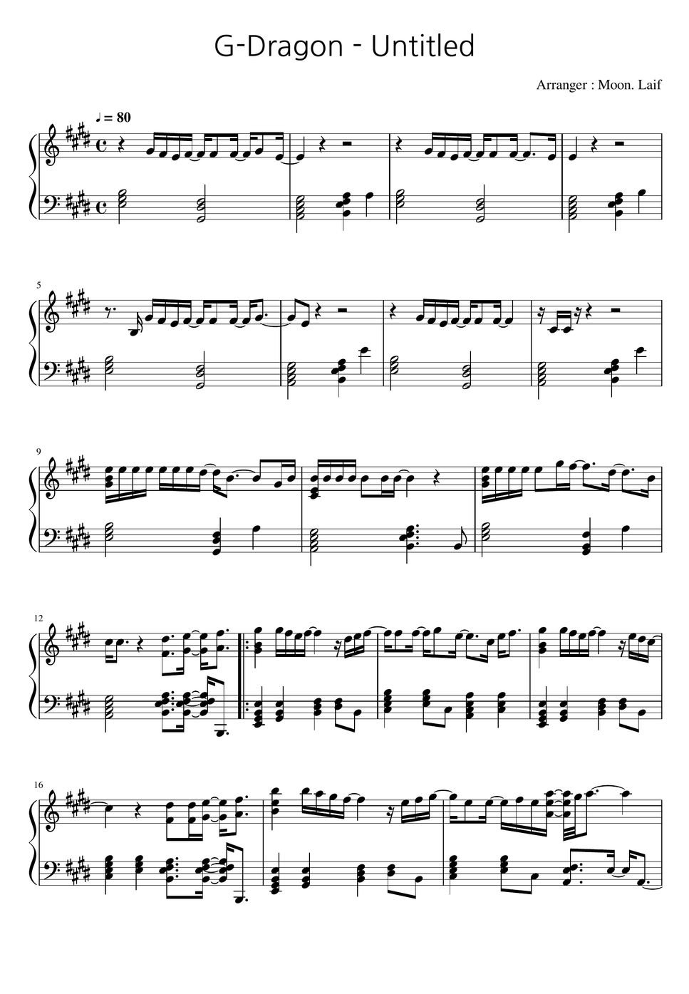 G-DRAGON - Untitled Partitura by Moon. Laif