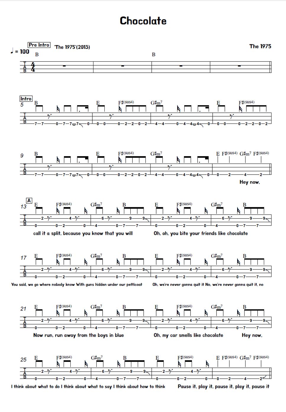 The 1975 - Chocolate Sheet Music by 김미(Kimme)