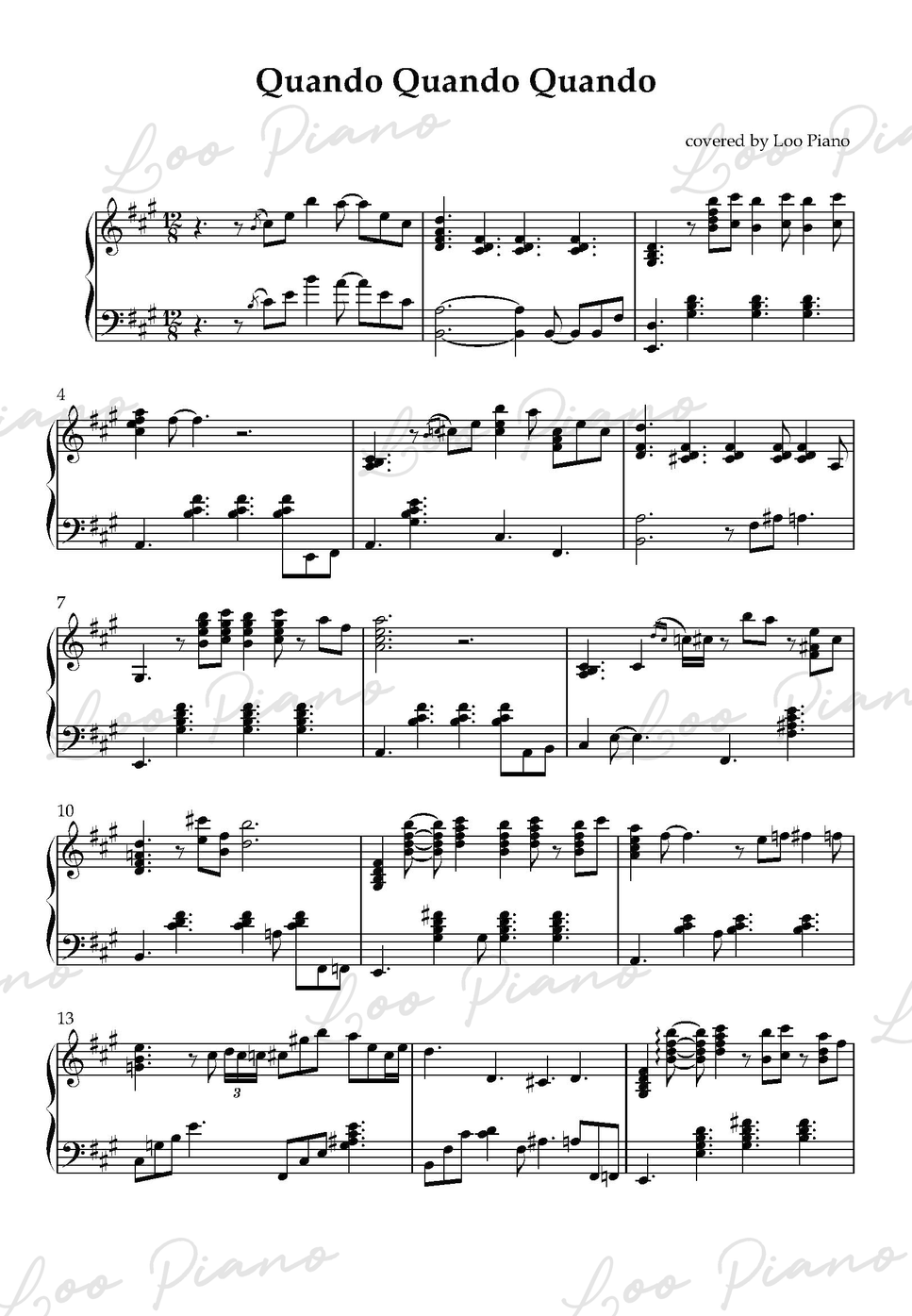Michael Bublé - Quando, Quando, Quando (Jazz ver.) 피아노 악보 PDF | Loo ...