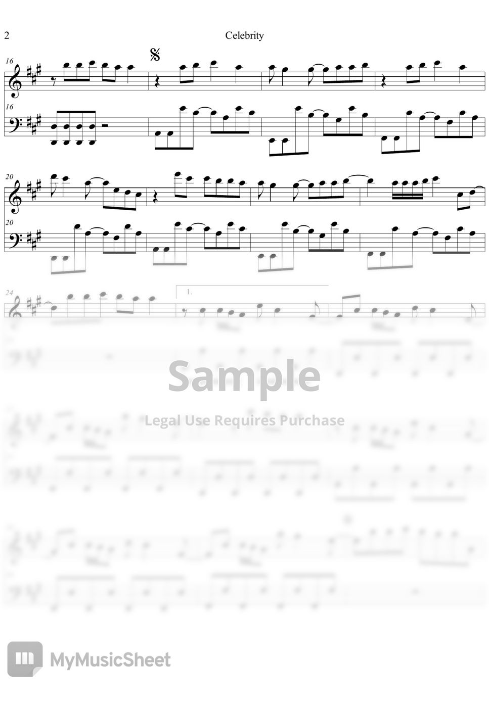 IU - Celebrity (EASY) Partitura by Lunar Piano