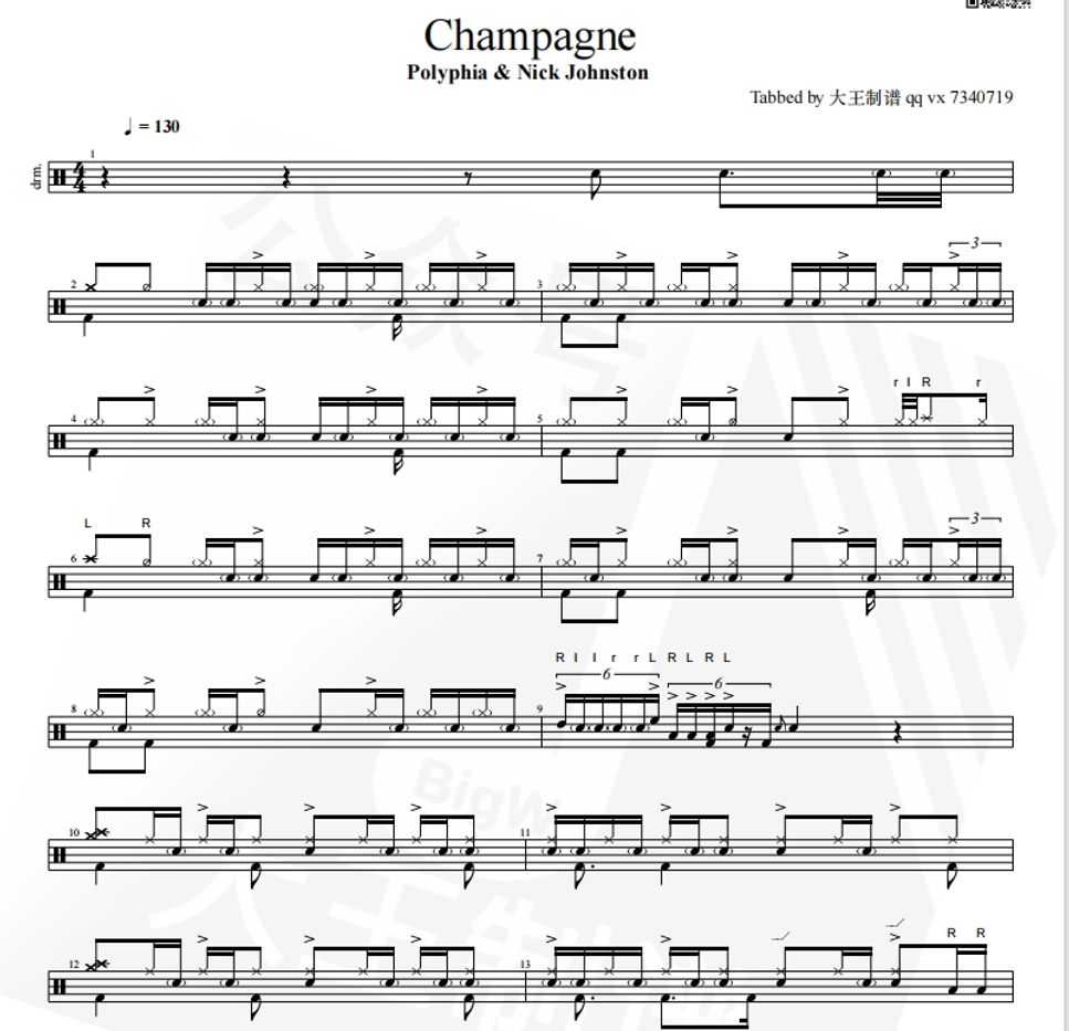 Polyphia & Nick Johnston - Champagne Sheet Music by Big Wang