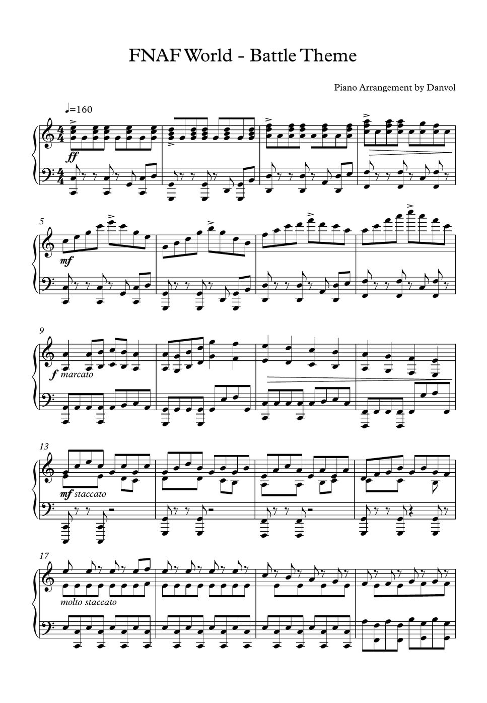 FNAF World - Battle Theme Lembar Musik by Danvol