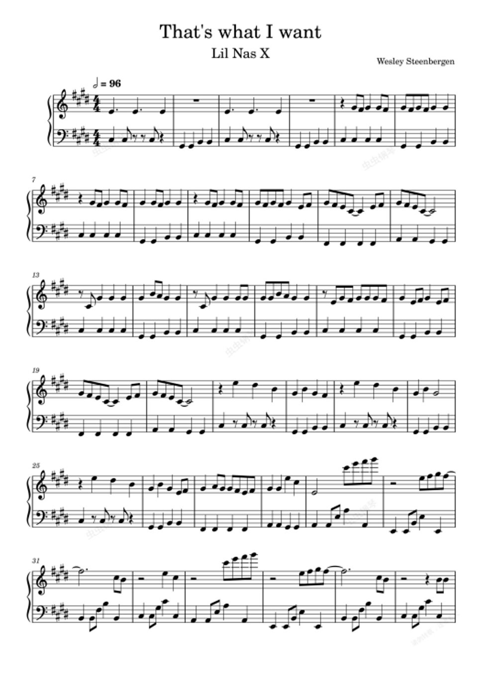 Lil Nas X - THATS WHAT I WANT Sheet Music