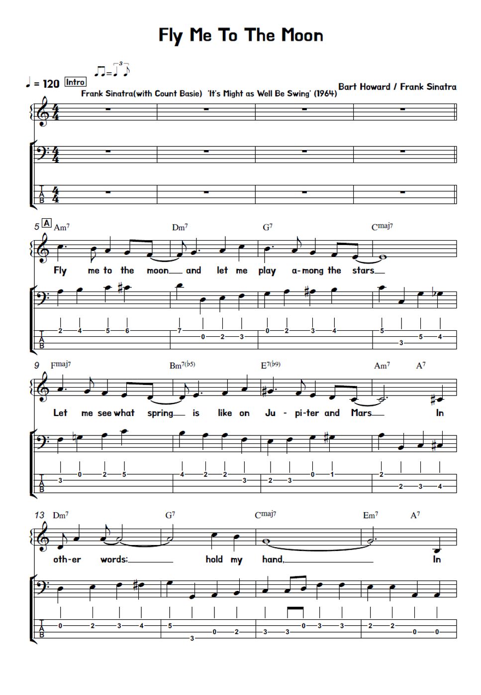 Bart Howard / Frank Sinatra - Fly Me To The Moon TAB by Kimme