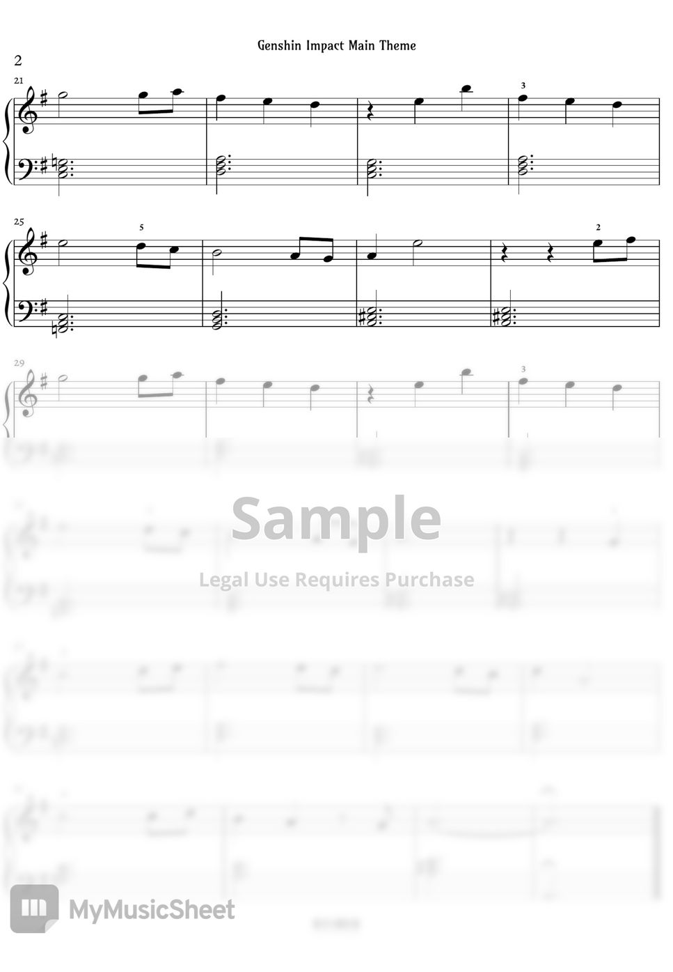 Yu-Peng Chen - Genshin Impact Main Theme Partitura by PianoSSam