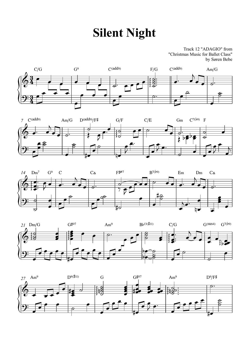 Silent Night (Holy Night) - Piano Solo Partitura