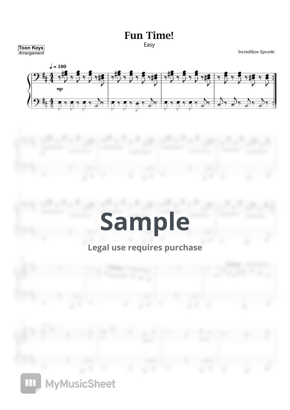 Incredibox Sprunki Song - Fun Time! Sheets by Toon Keys