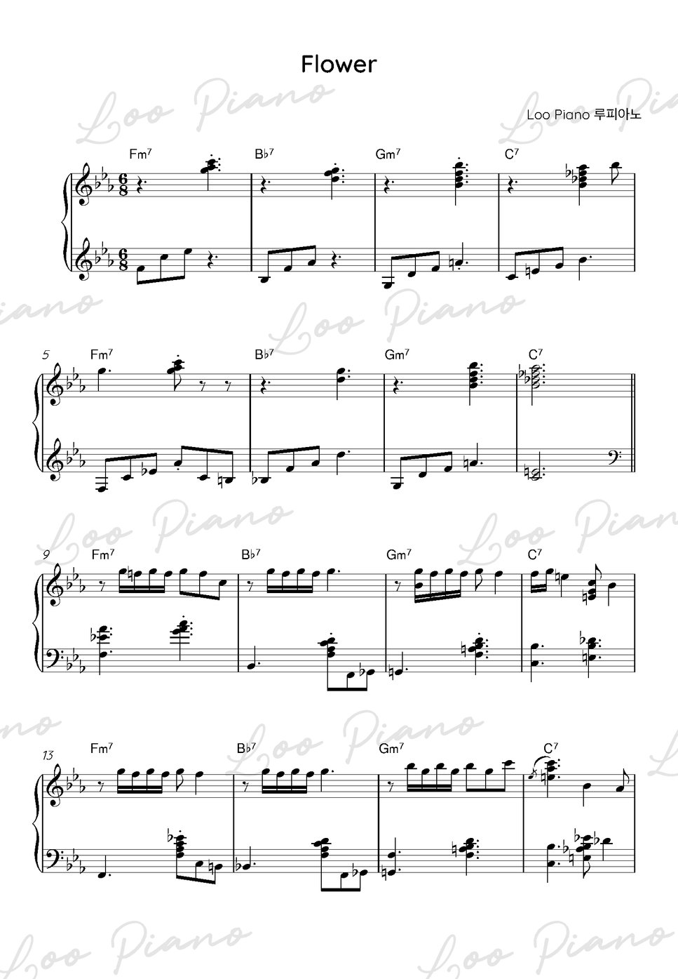 Johnny Stimson - Flower Piano Sheet Music PDF | Loo Piano | mymusic5